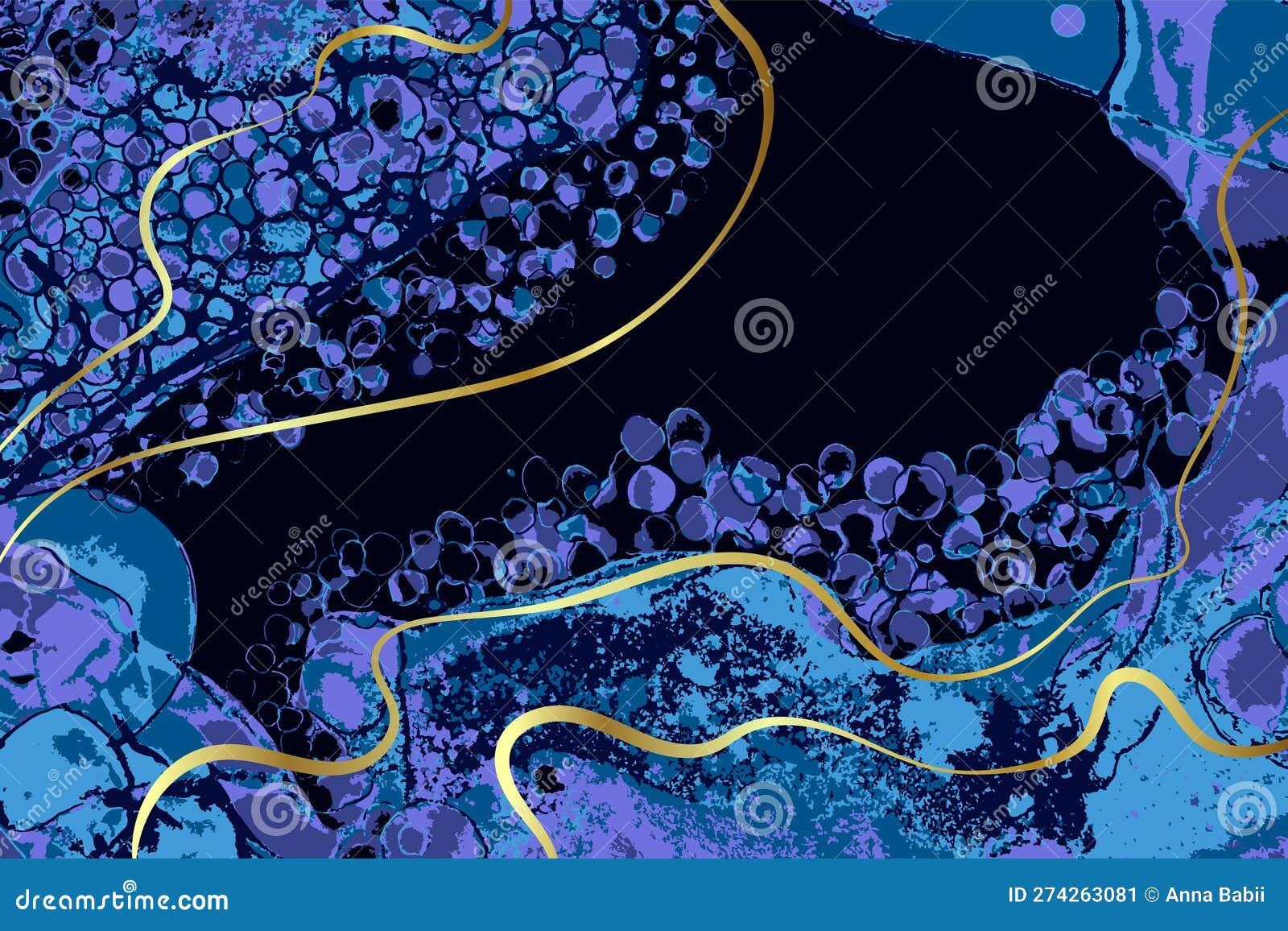 Dark Blue and Gold Round Drops Watercolor Vector Background Stock ...