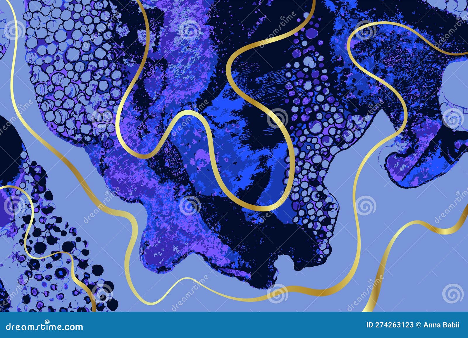 Dark Blue and Gold Round Drops Watercolor Vector Background Stock ...