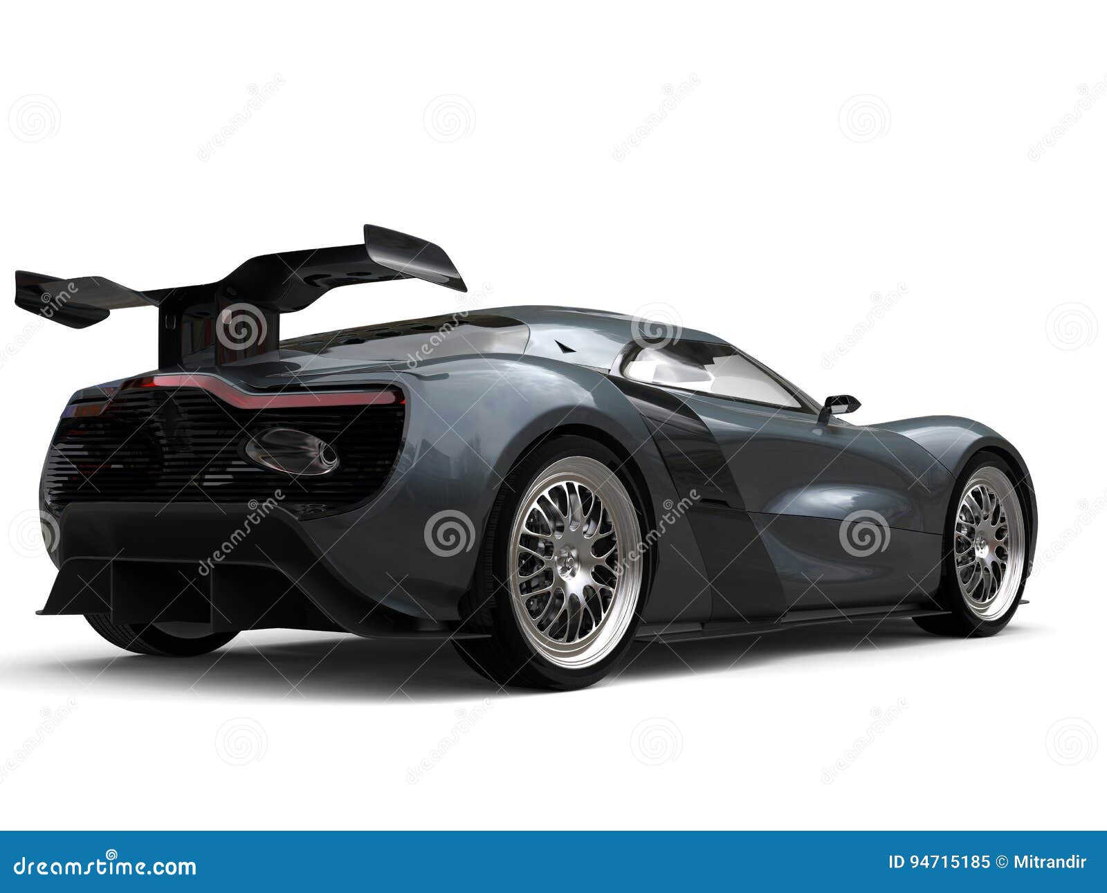 Dark Blue-gray Super Car - Tail View Stock Illustration - Illustration ...