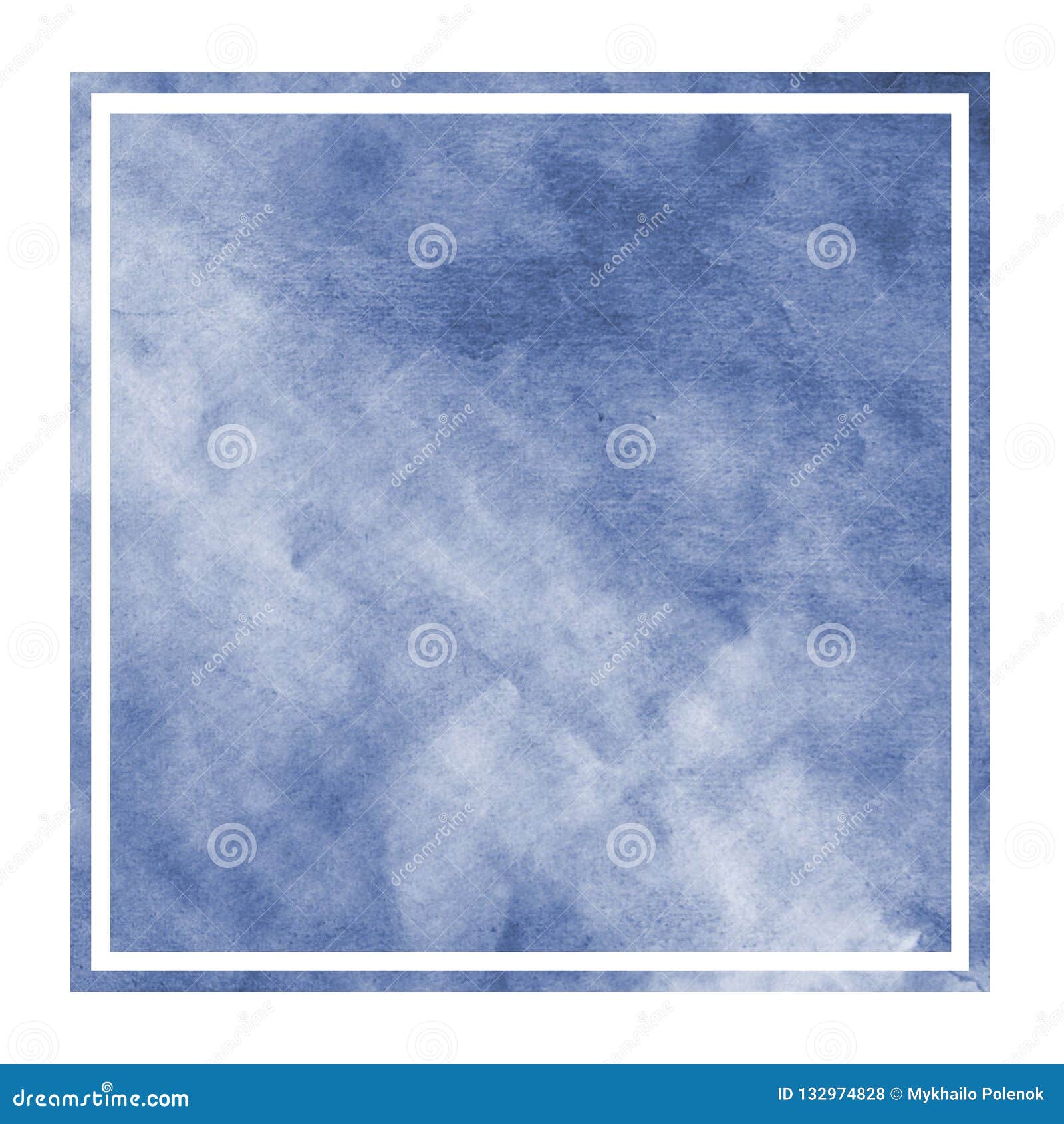 Dark Blue Hand Drawn Watercolor Rectangular Frame Background Texture ...