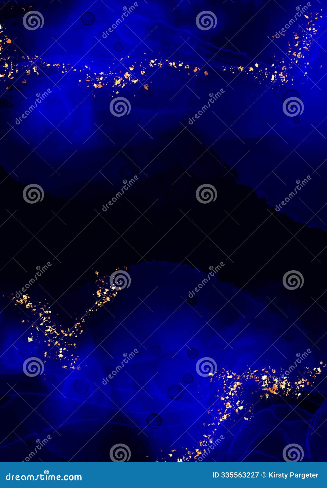 Dark Blue Hand Painted Alcohol Ink Background with Gold Glitter Stock ...