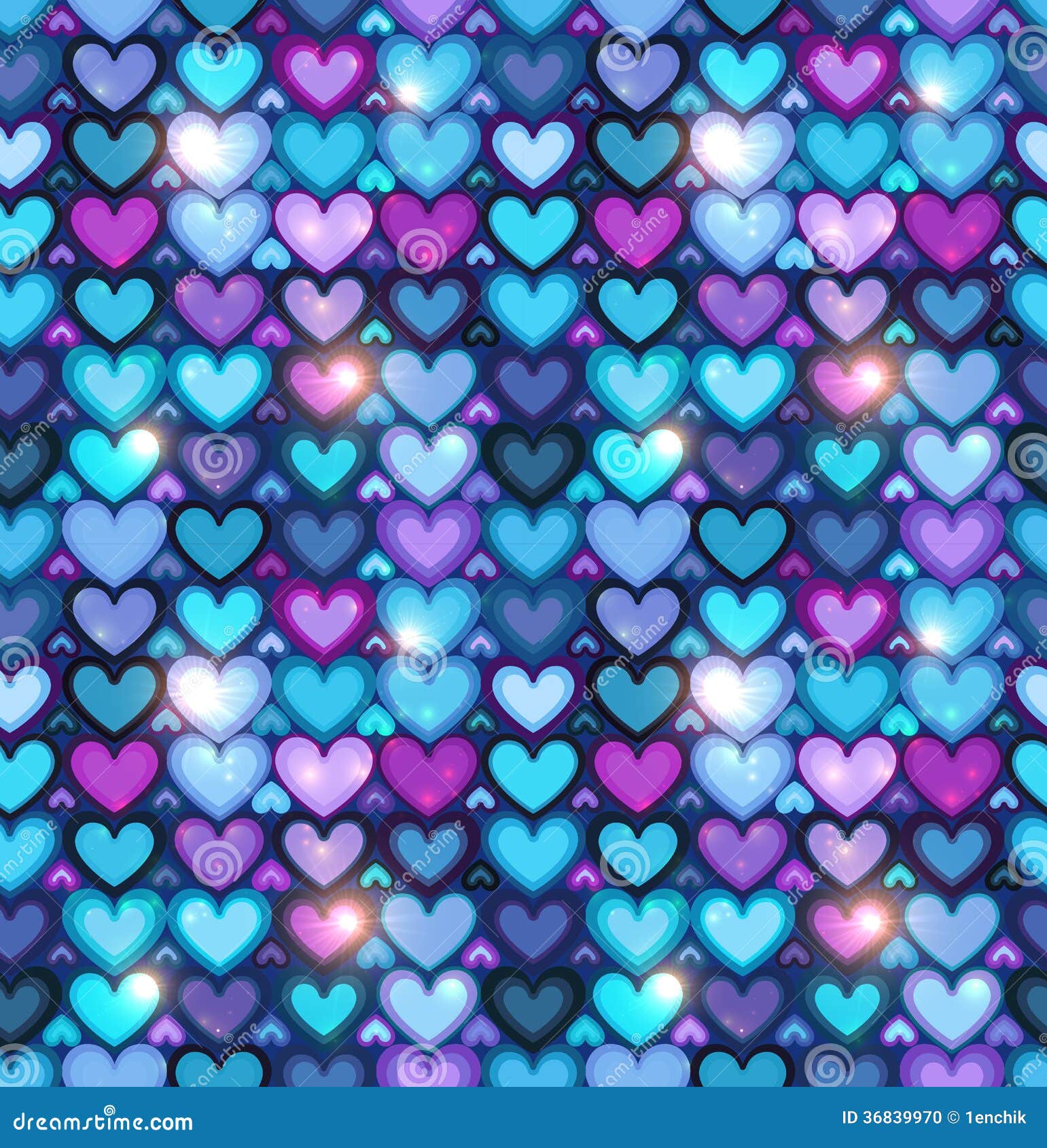 Dark Blue Hearts Vector Seamless Pattern Stock Vector - Illustration of ...