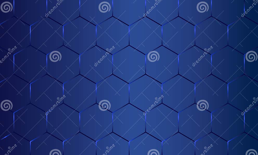 Dark Blue Hexagonal Pattern Vector Abstract Background. Dark Honeycomb ...