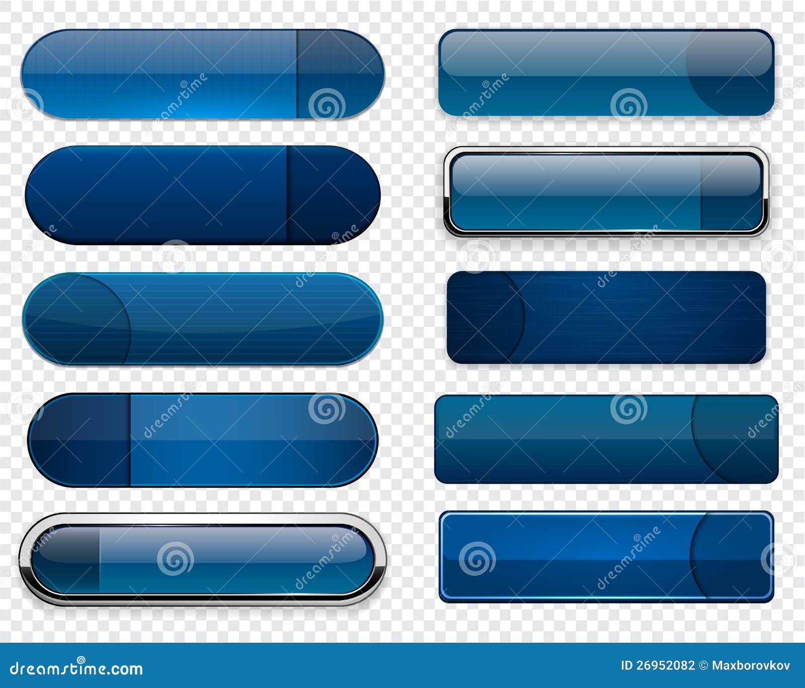 Dark-blue High-detailed Modern Web Buttons. Stock Vector - Illustration ...