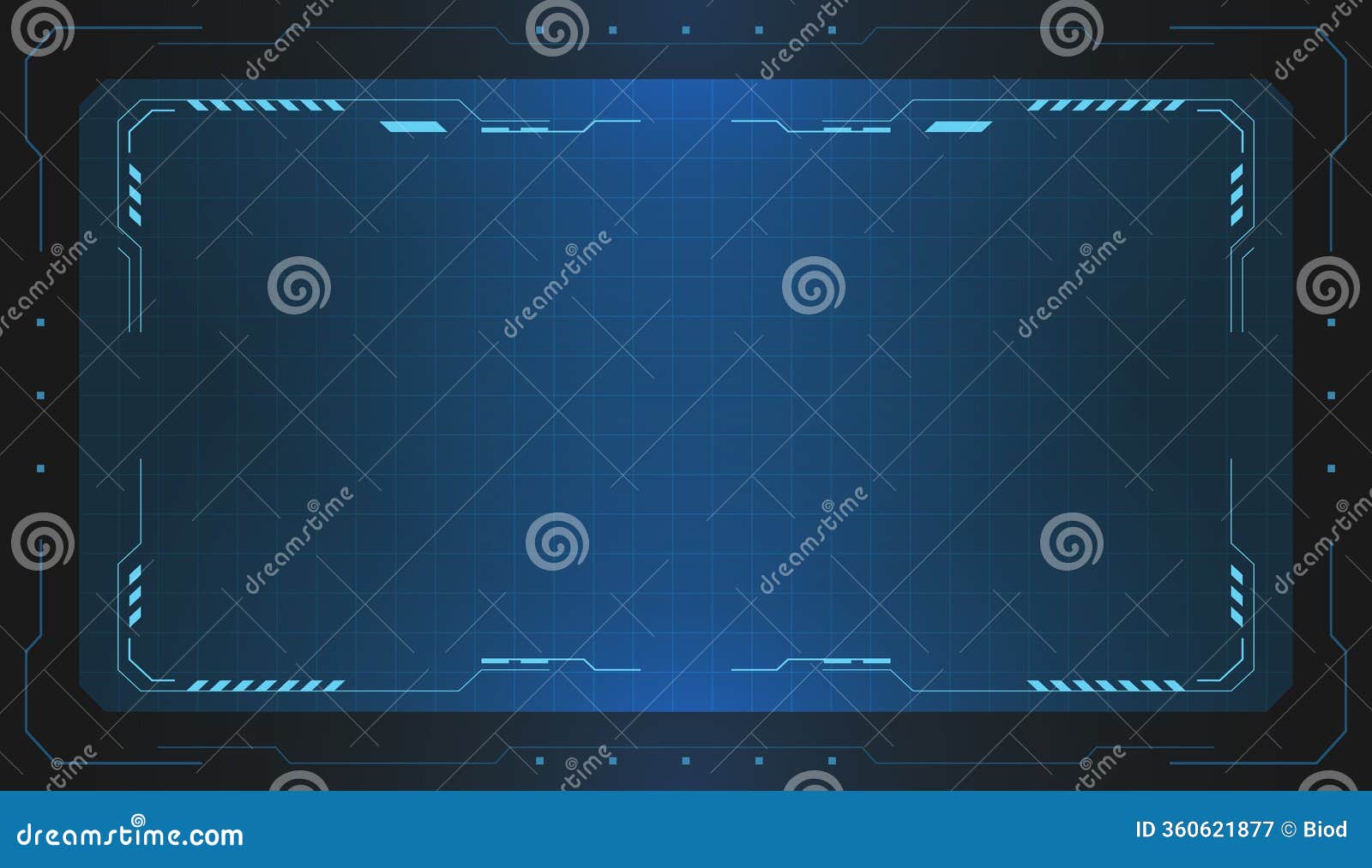 Dark Blue HUD Frames. Vector Technology Digital Control Panel Design ...