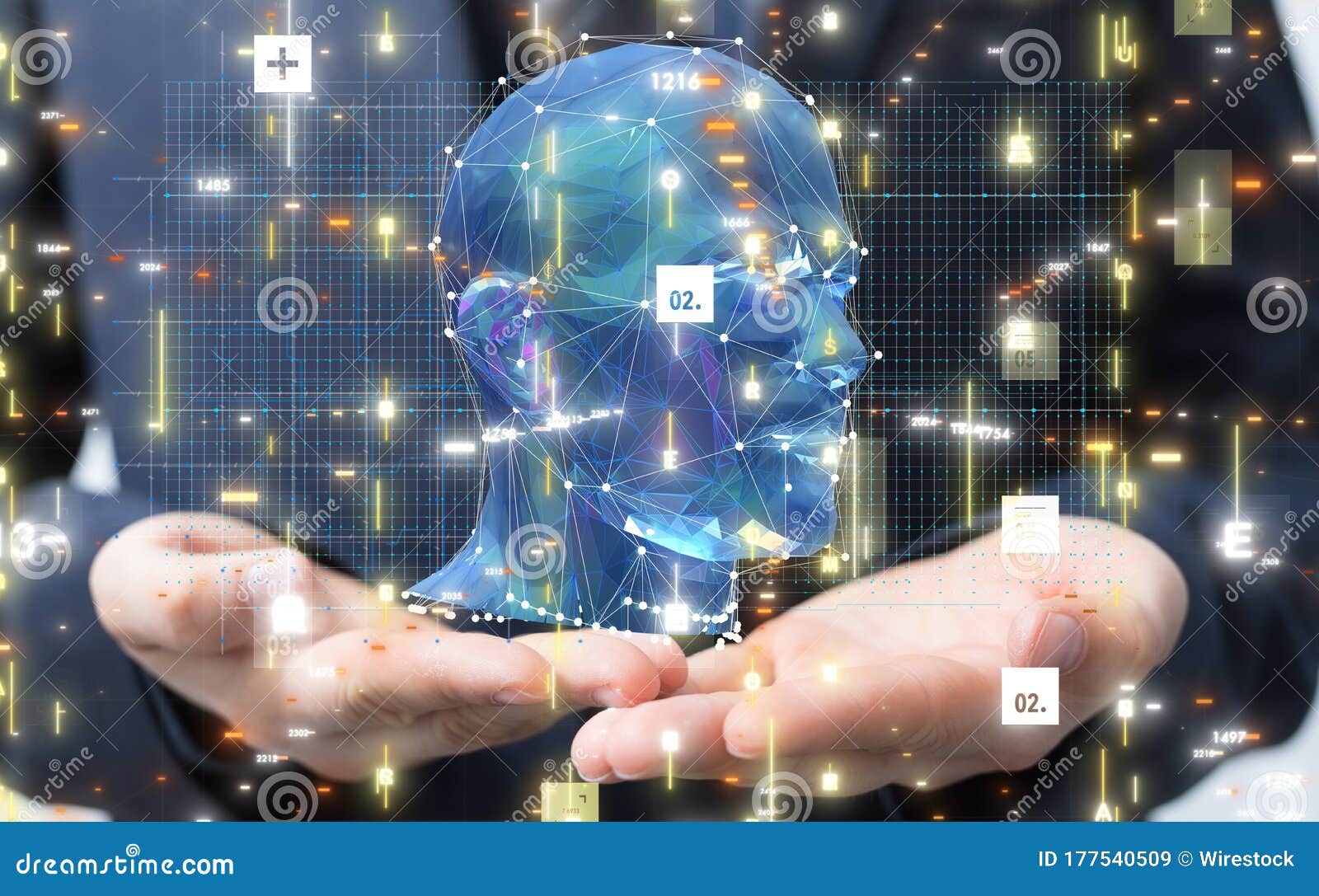 A Dark Blue Human Head Thought Mind Stock Image - Image of brain ...