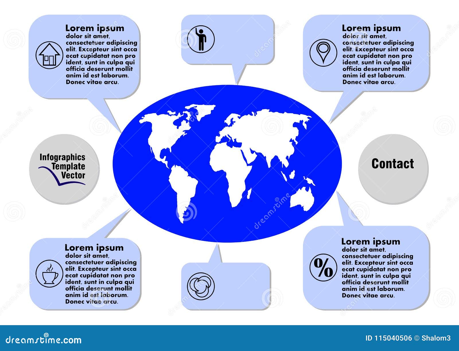 World Map With Callout. Blank Infographic Presentation Template Royalty ...