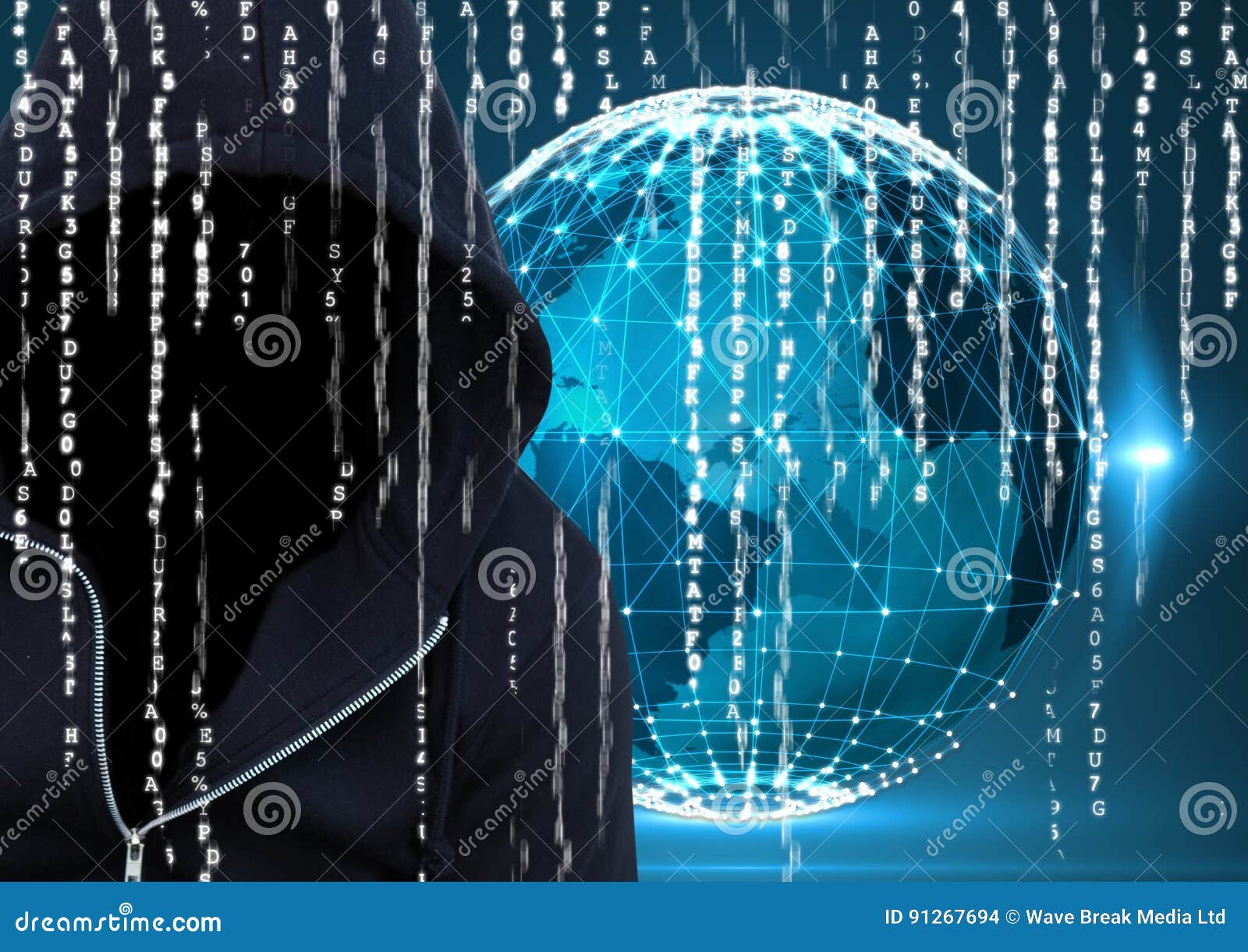 Dark Blue Jumper Hacker with Out Face. Foreground Stock Illustration ...