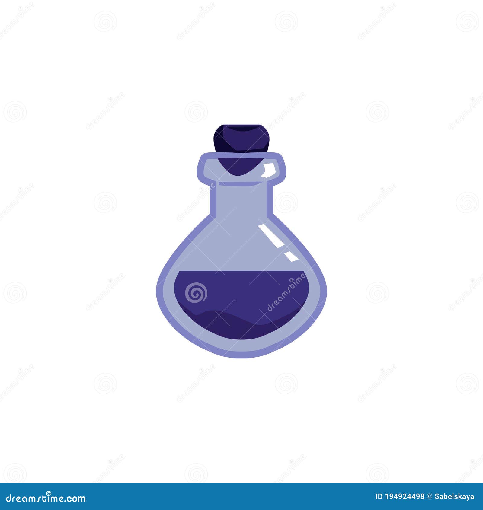 Dark Blue Magic Potion Bottle Isolated on White Background Stock Vector ...