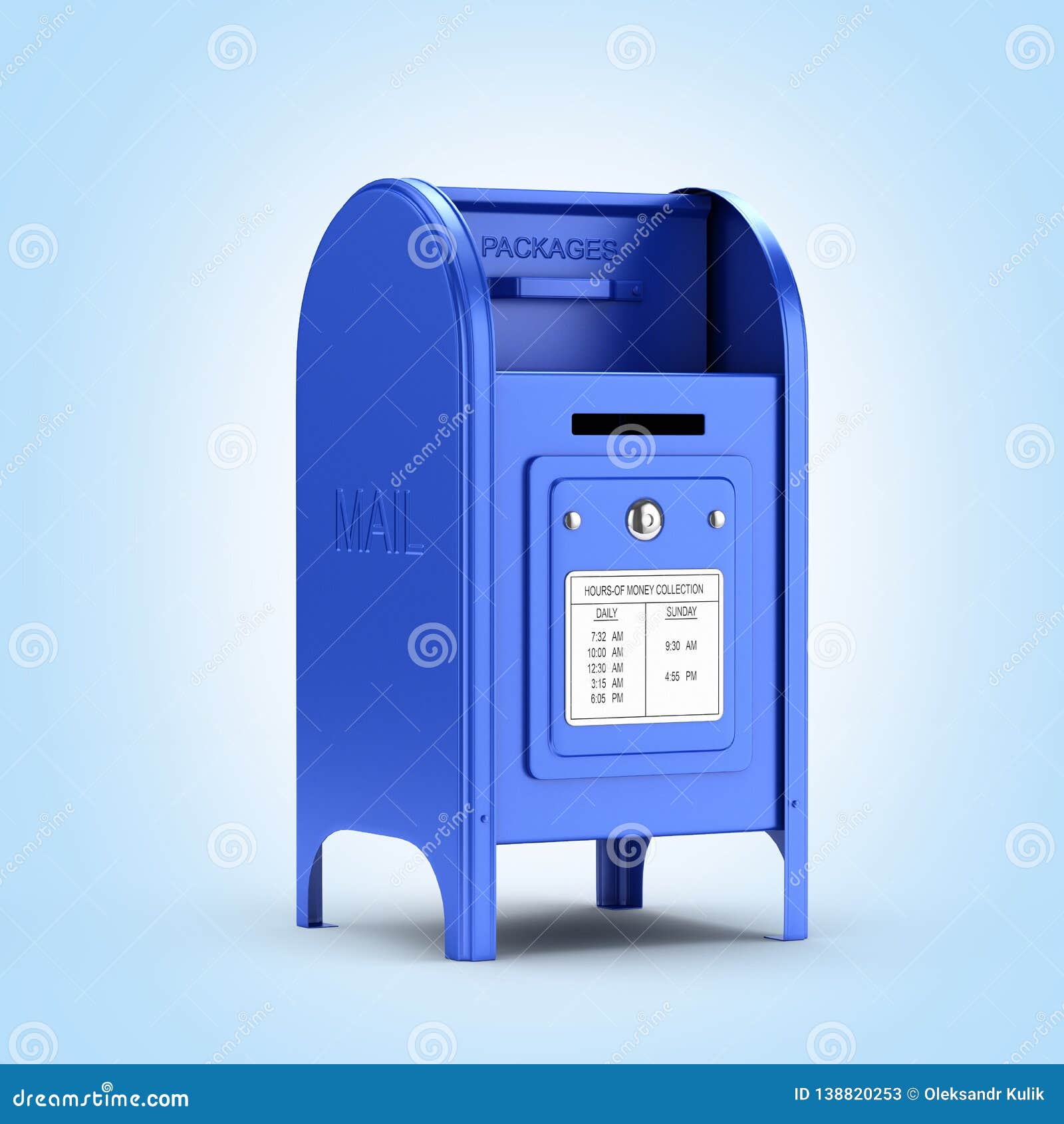 Dark Blue Mail Box on Blue Gradient Background 3d Stock Illustration ...