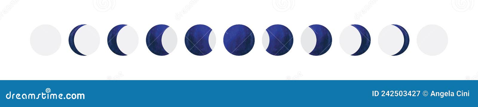 Dark Blue Moon Phases Illustration Stock Vector - Illustration of month ...
