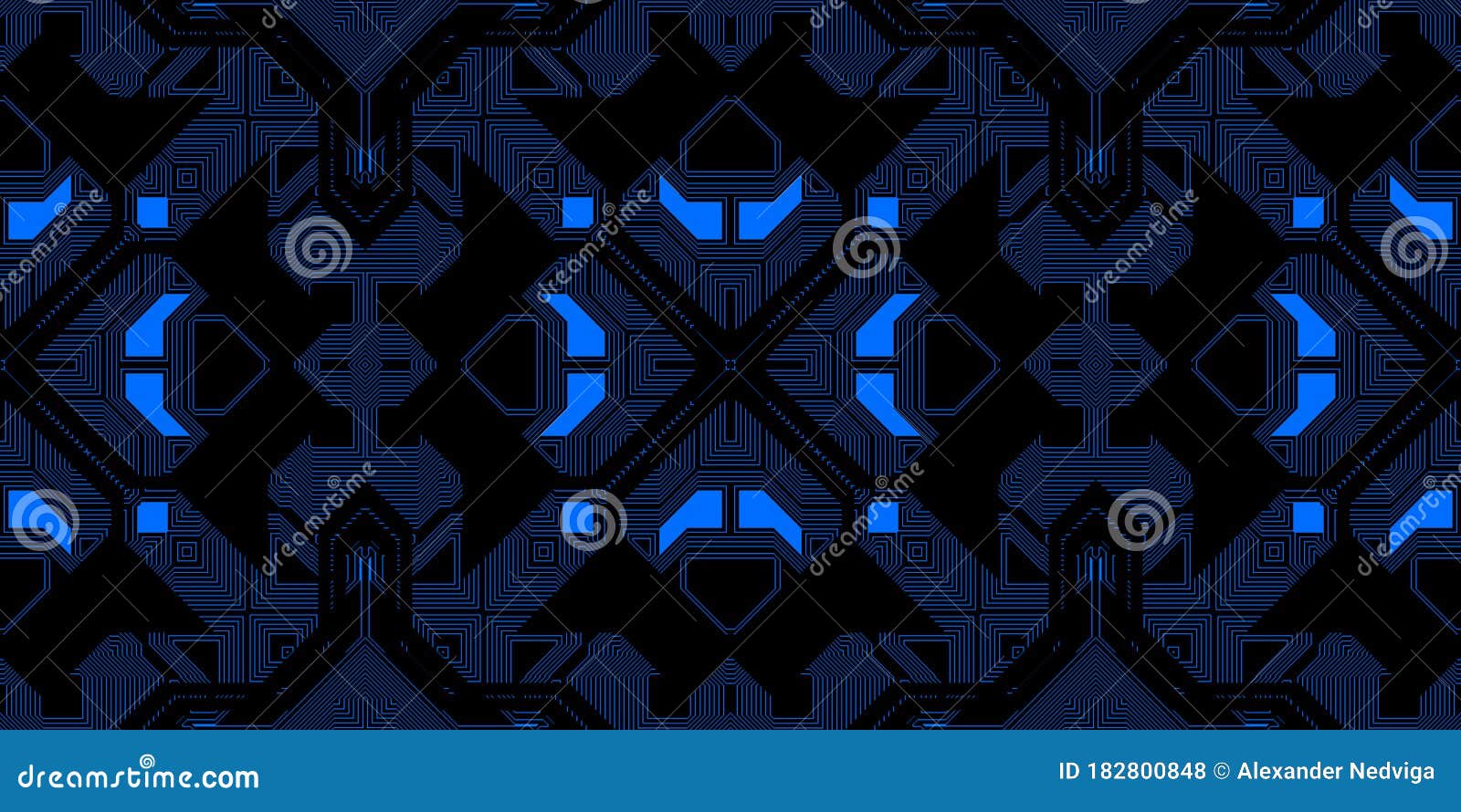 Dark Blue Neon Seamless Techno Lines Pattern Stock Illustration ...