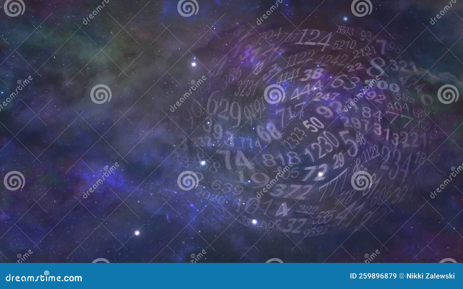 Swirling Random Cosmic Numbers Numerology Theme Template Stock Image ...