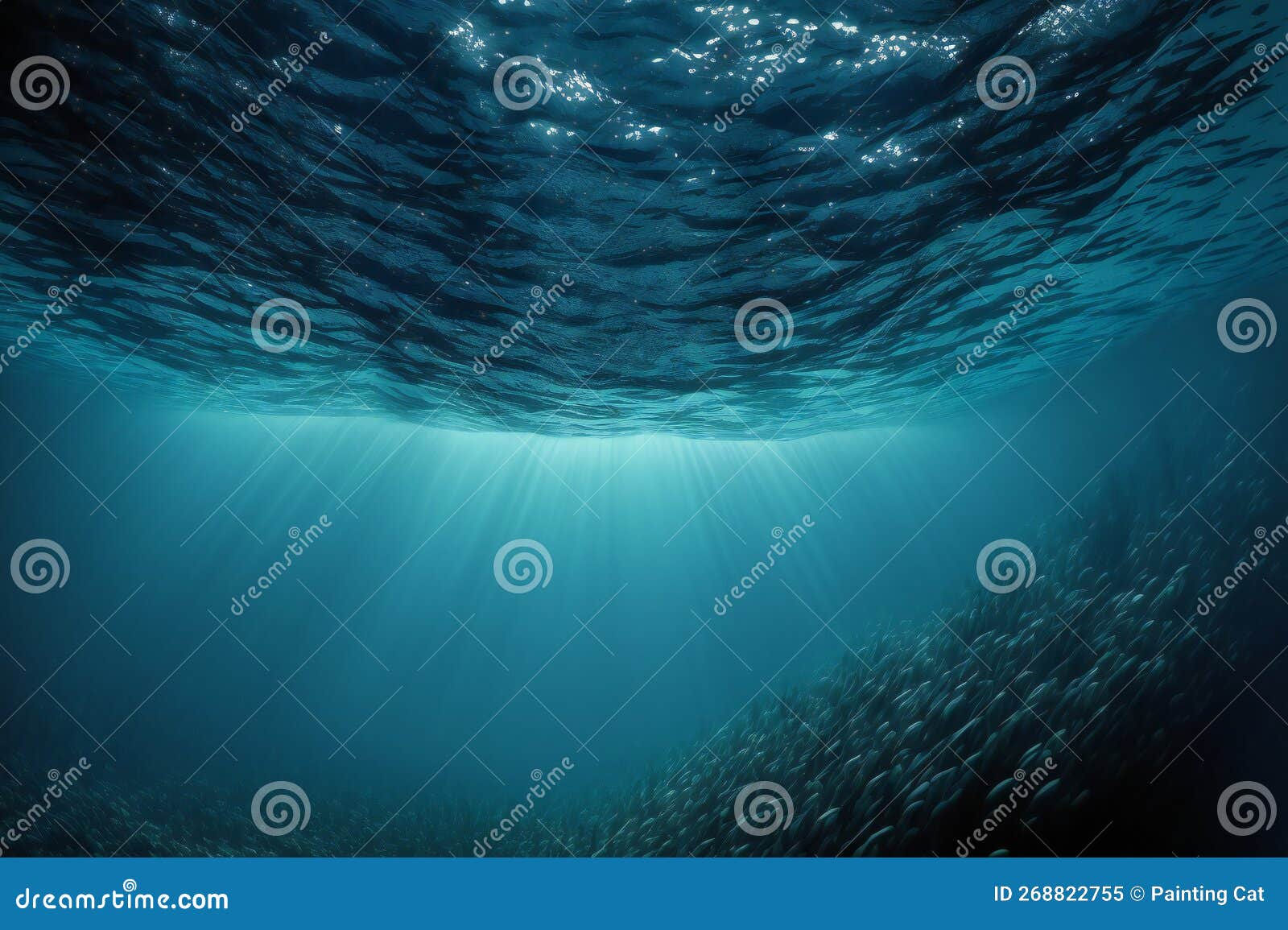 Dark Blue Ocean Surface Seen from Underwater, Creative Digital ... Dark Blue Ocean Surface Seen from Underwater, Creative Digital ...