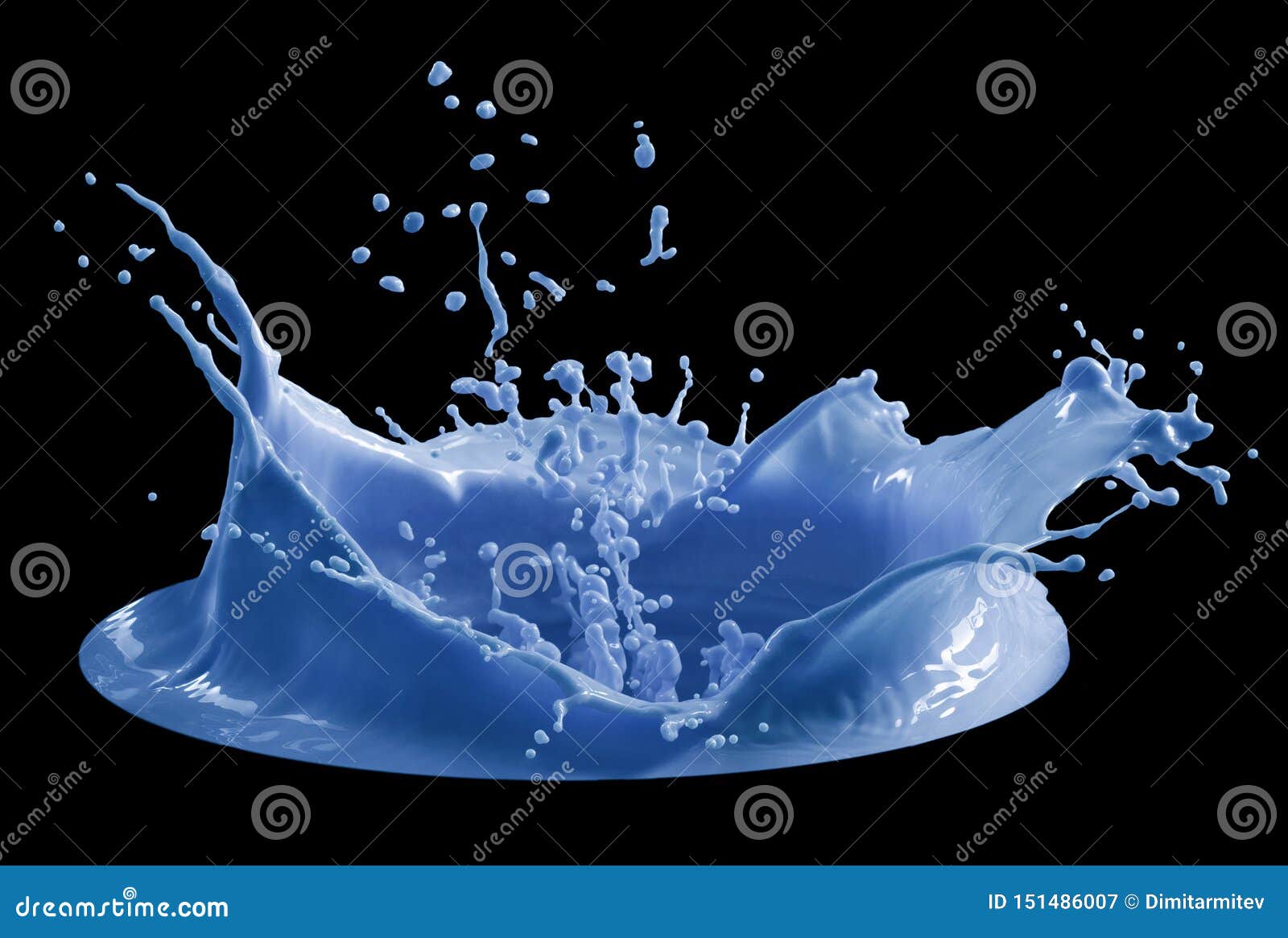 Dark Blue Paint Splash Isolated on Black Background Stock Illustration ...
