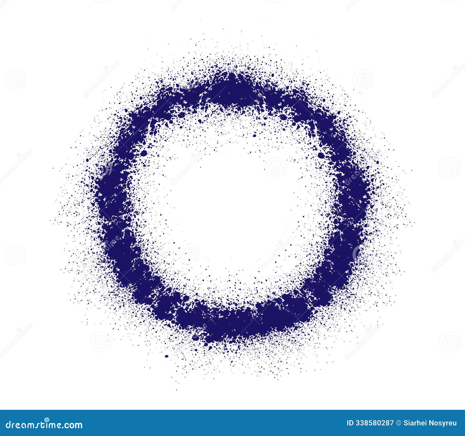 Dark Blue Paint Splatter Circle on White Background, Frame for Text ...