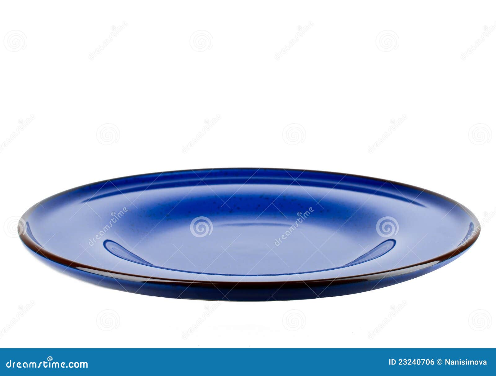 Dark Blue Plate Isolated White Background Stock Photo - Image of table ...