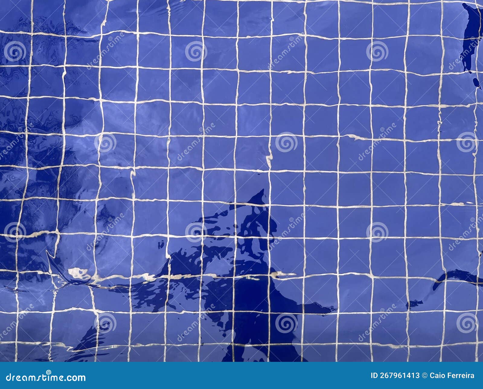 Dark Blue Pool Background with Square Tiles Distorted by the Influence ...