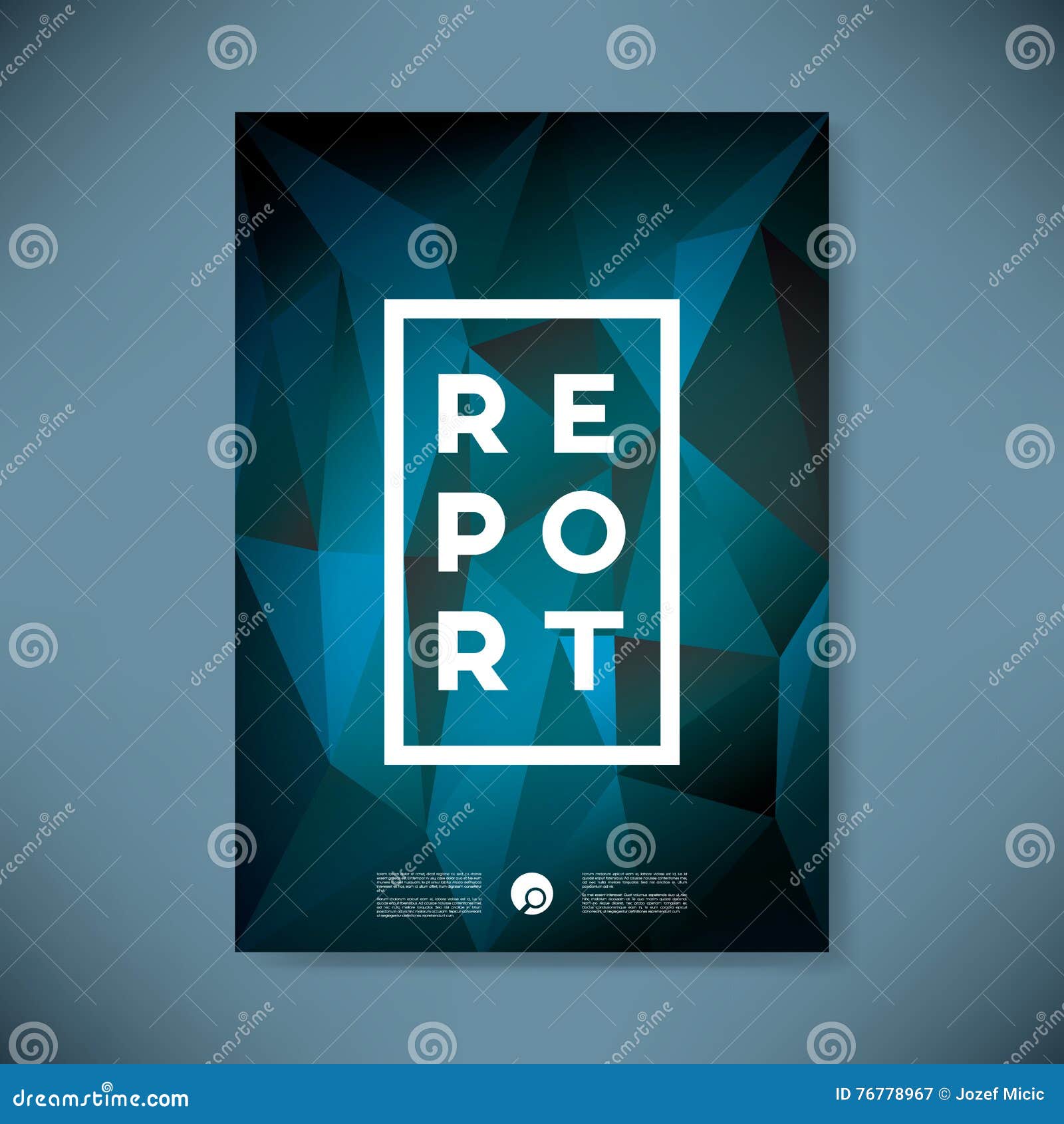 Dark Blue Report Cover Vector Illustration with Strong Typography on ...