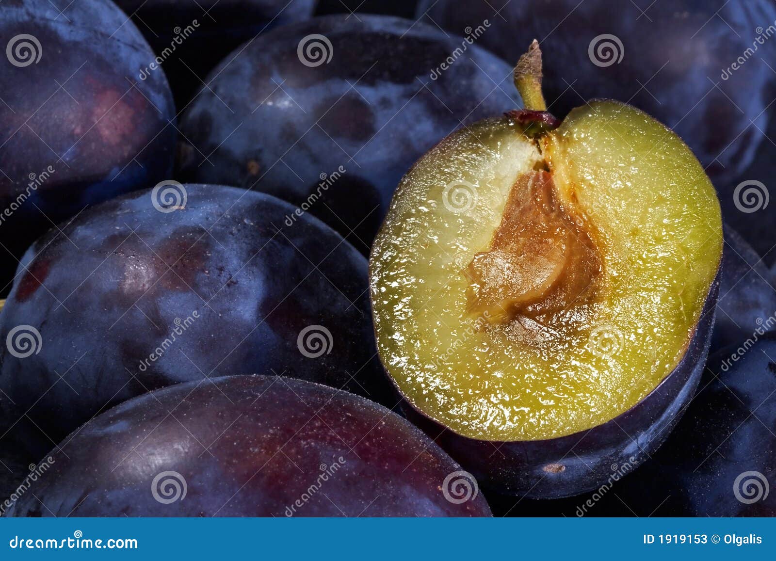 Dark Blue Ripe Fleshy Plums Stock Image - Image of background, purple ...