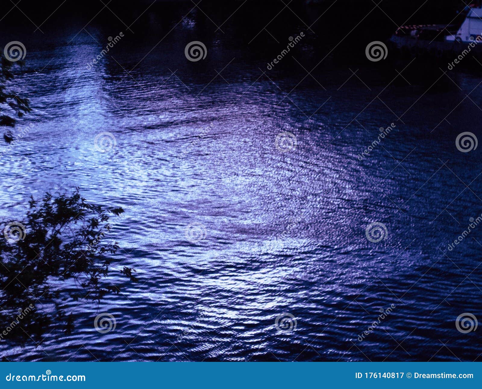 Dark Blue River during Calm Evening Summer Stock Image - Image of wave ...