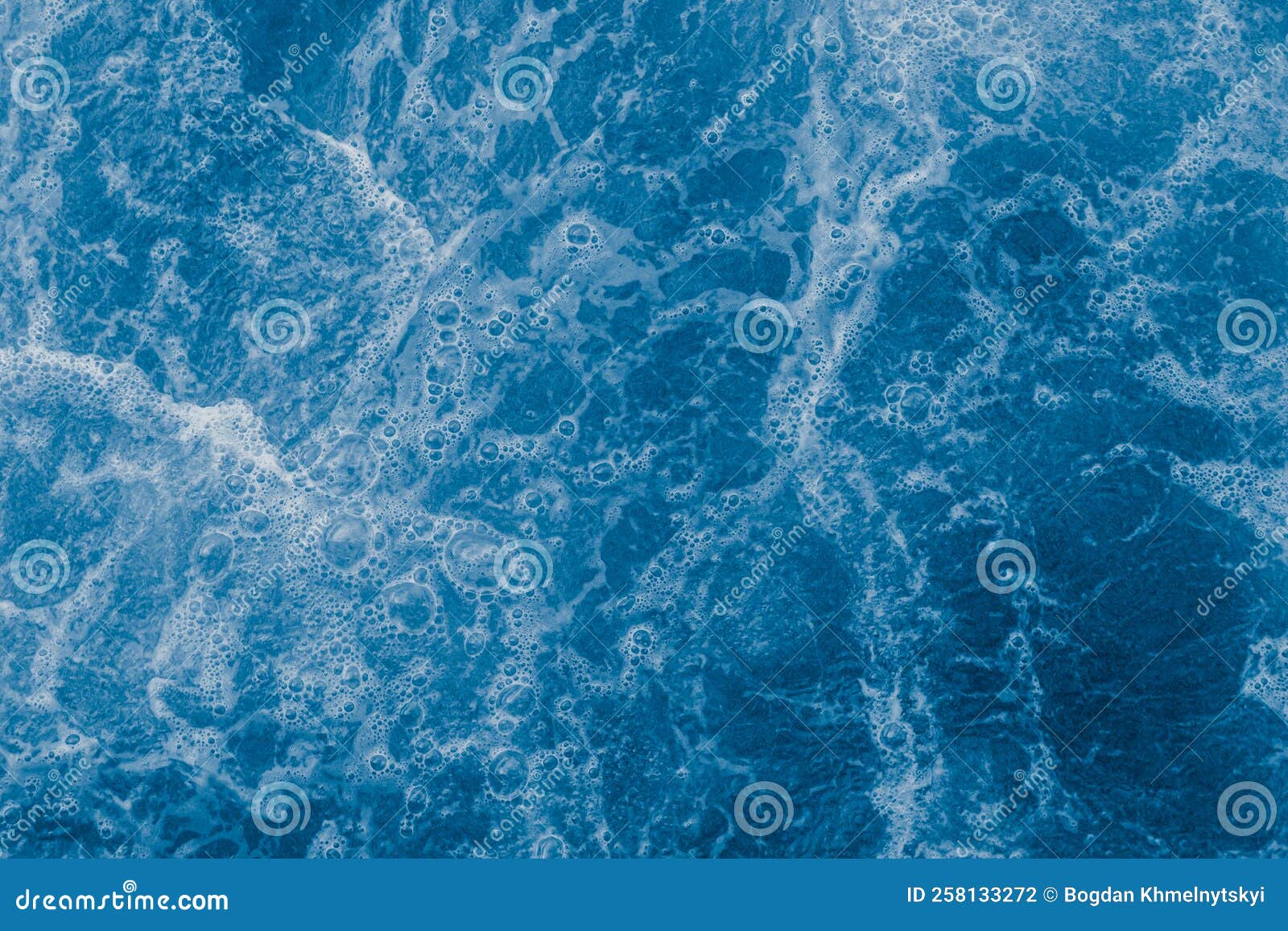 Dark Blue Sea Surface with Waves, Splash and Bubbles Stock Photo ...