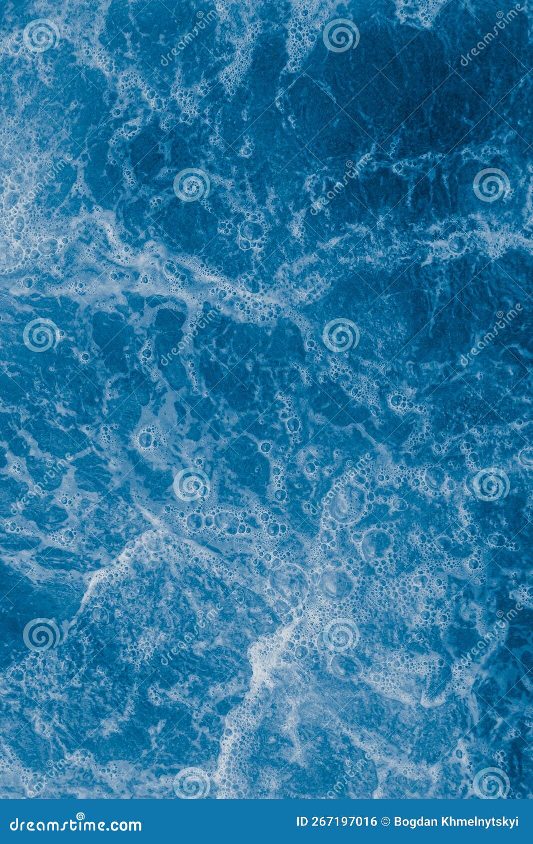 Dark Blue Sea Surface with Waves, Splash and Bubbles Stock Photo ...