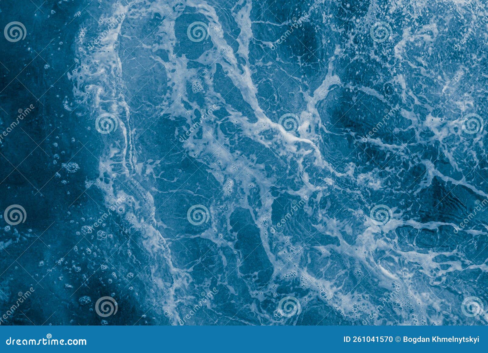 Dark Blue Sea Surface with Waves, Splash and Bubbles Stock Photo ...