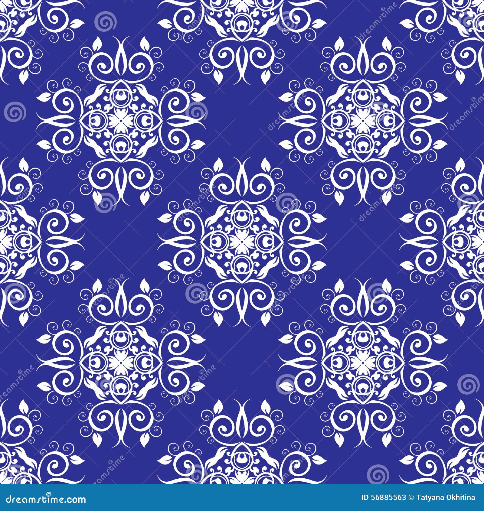 Dark blue seamless pattern stock vector. Illustration of ornate - 56885563