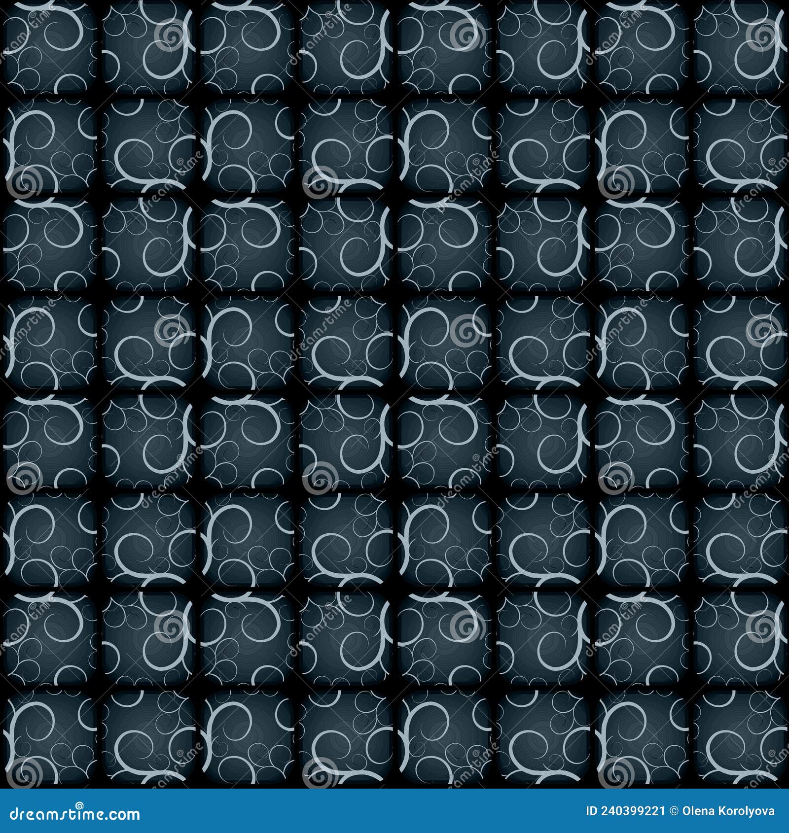 Dark Blue Seamless Pattern. Contrasting Holistic Drawing in a Square ...