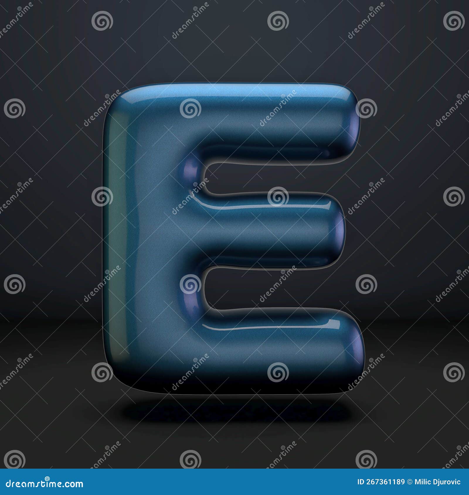 Dark Blue Shiny Font Letter E 3D Stock Illustration - Illustration of ...