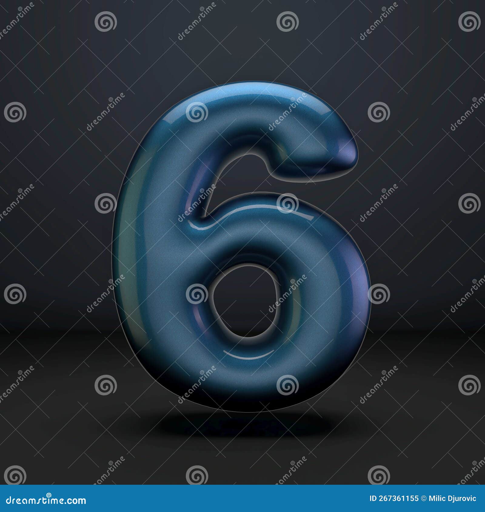 Dark Blue Shiny Font Number 6 SIX 3D Stock Illustration - Illustration ...