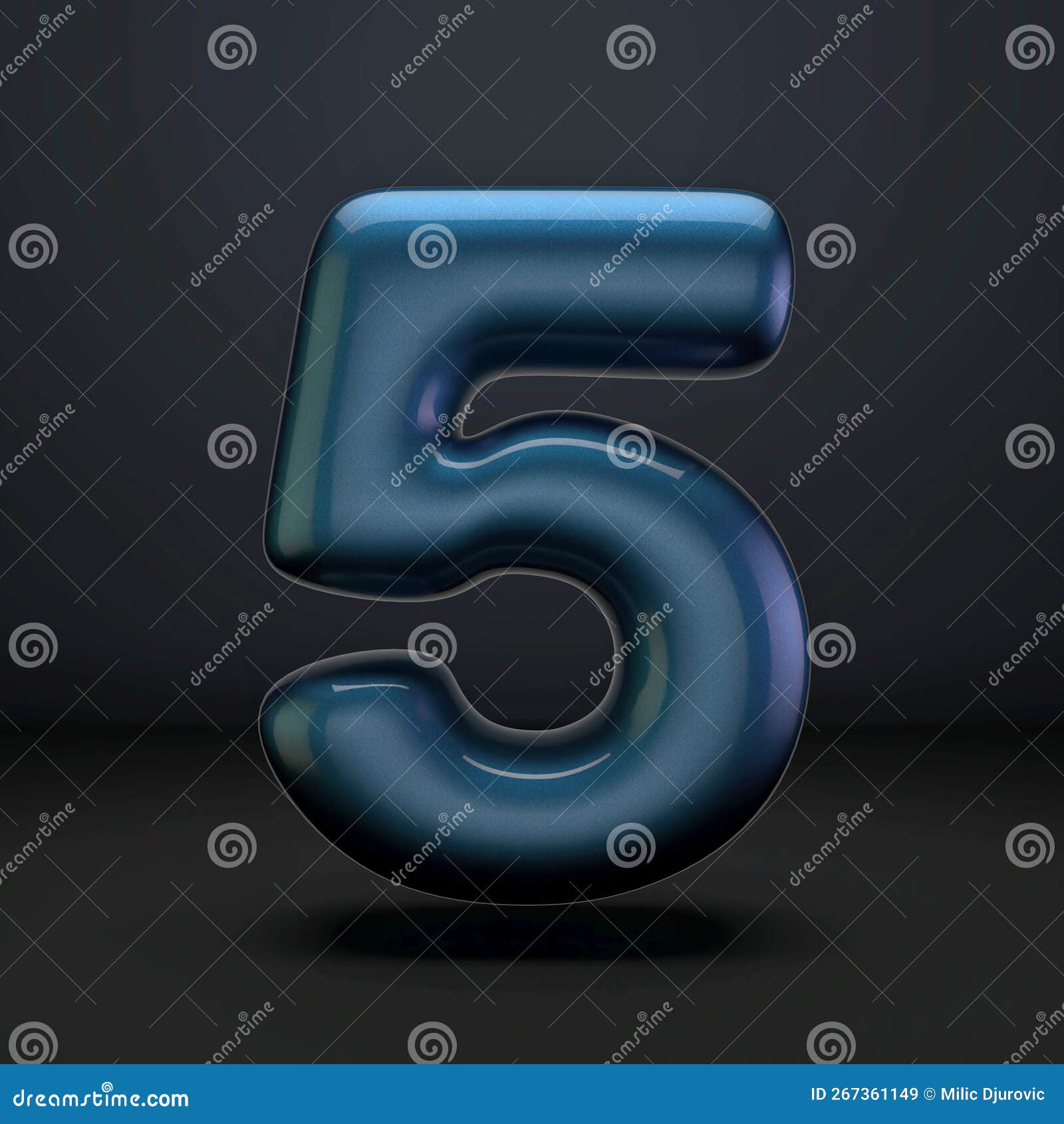 Dark Blue Shiny Font Number 5 FIVE 3D Stock Illustration - Illustration ...