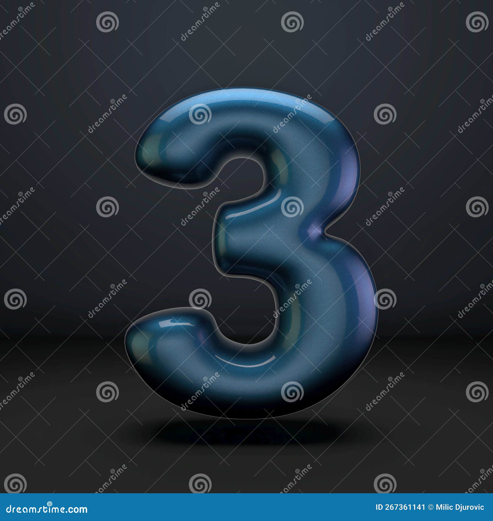 Dark Blue Shiny Font Number 3 THREE 3D Stock Illustration ...