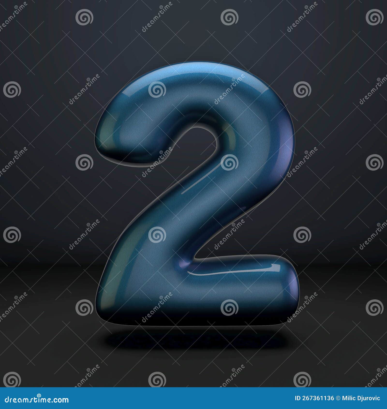 Dark Blue Shiny Font Number 2 TWO 3D Stock Illustration - Illustration ...