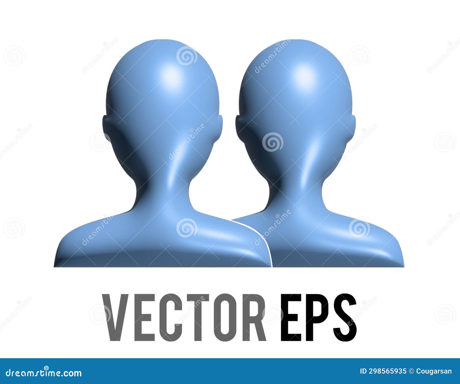 Dark Blue Silhouette Heads of Two People 3D Icon, Represent Users Stock ...