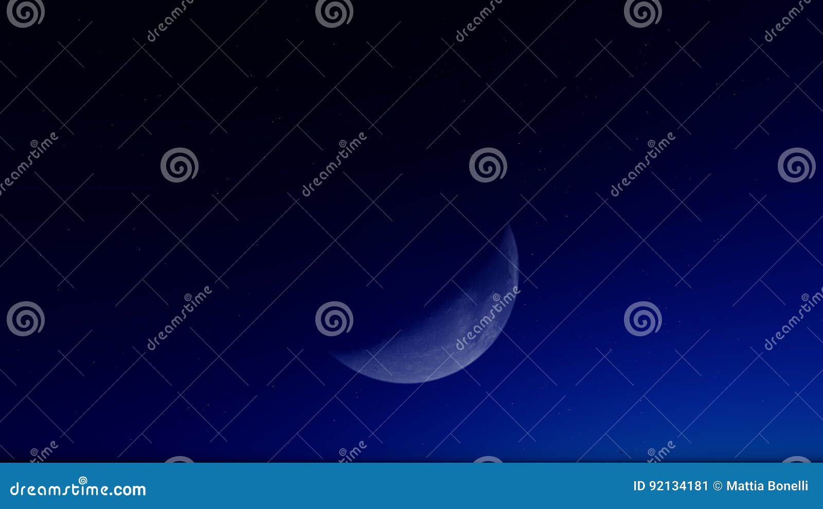Dark Blue Sky with a Big Half Moon Stock Image - Image of sunset ...