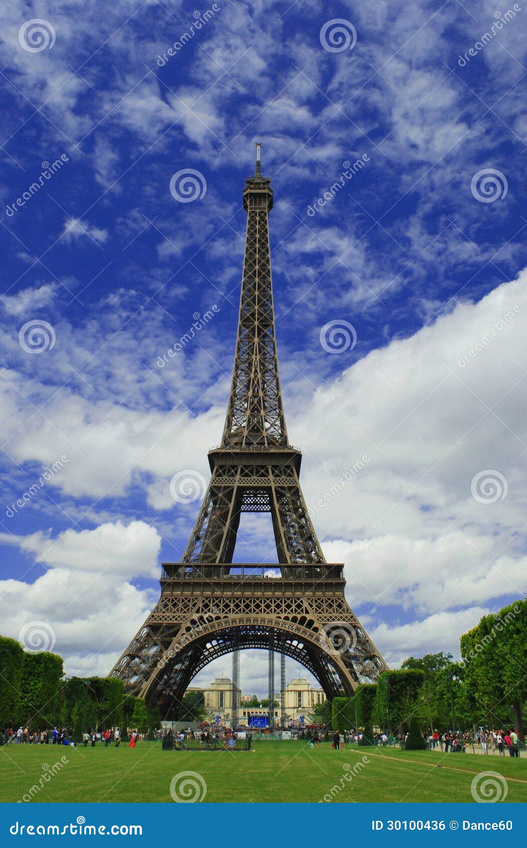 Dark blue sky in Paris stock photo. Image of green, tower - 30100436
