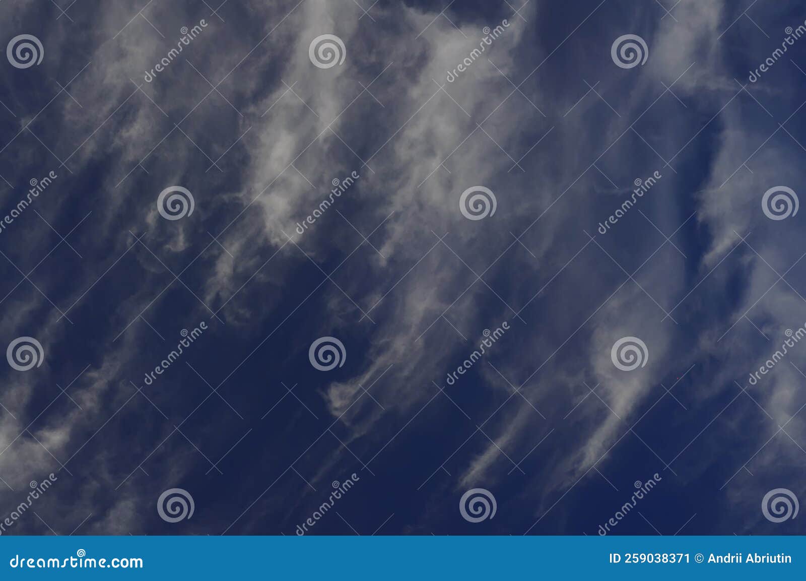 Dark Blue Sky with Torn Feathery Clouds, Background Stock Image - Image ...