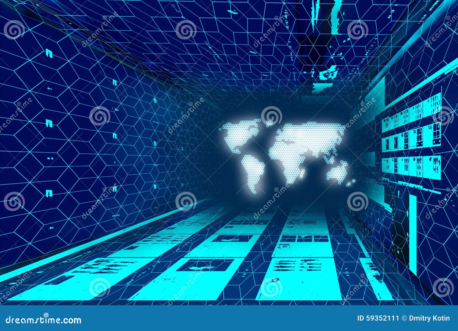 Dark Blue Space with Projection Stock Image - Image of communication ...