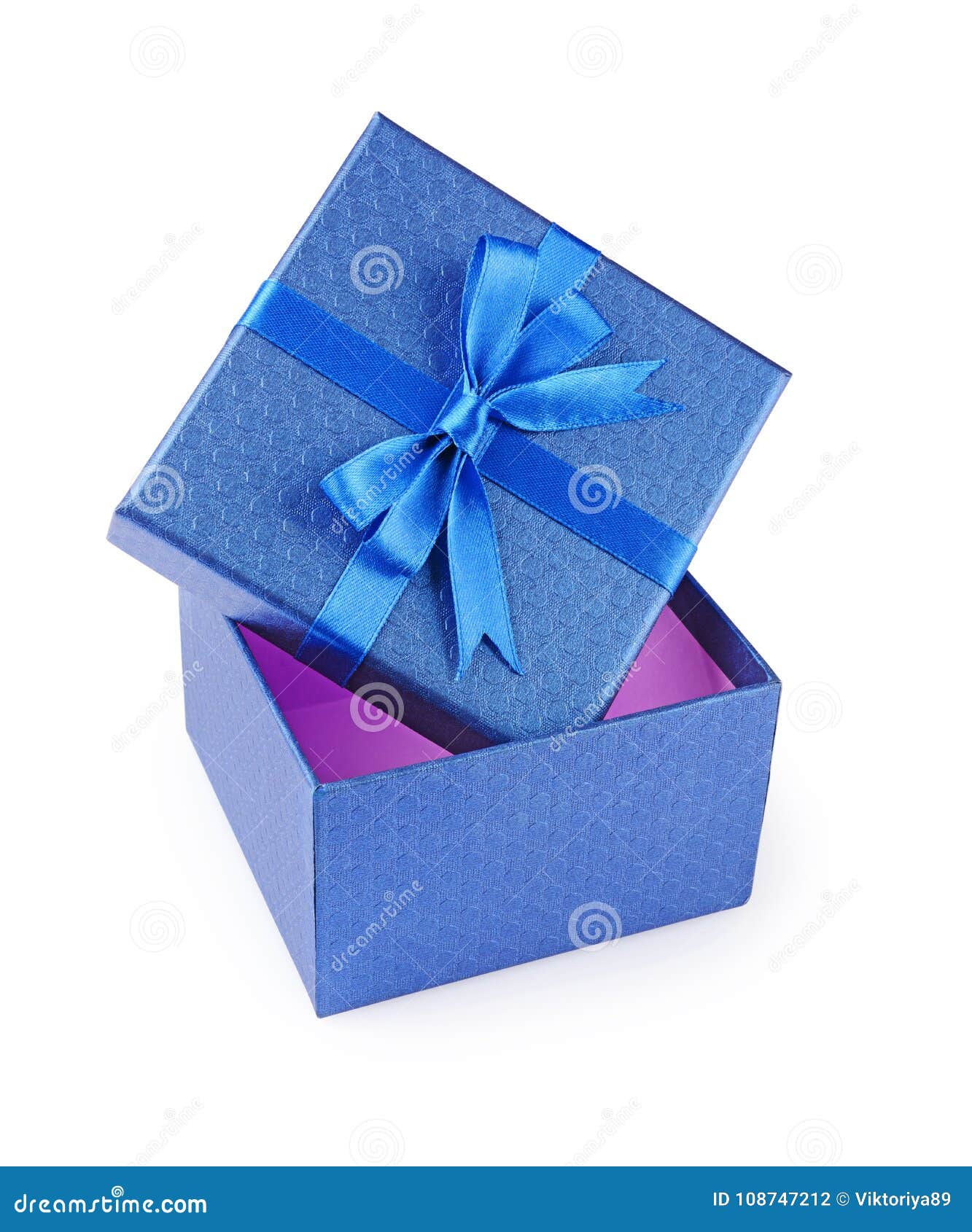 Dark Blue Square Gift Box with Shiny Satin Bow Stock Photo - Image of ...