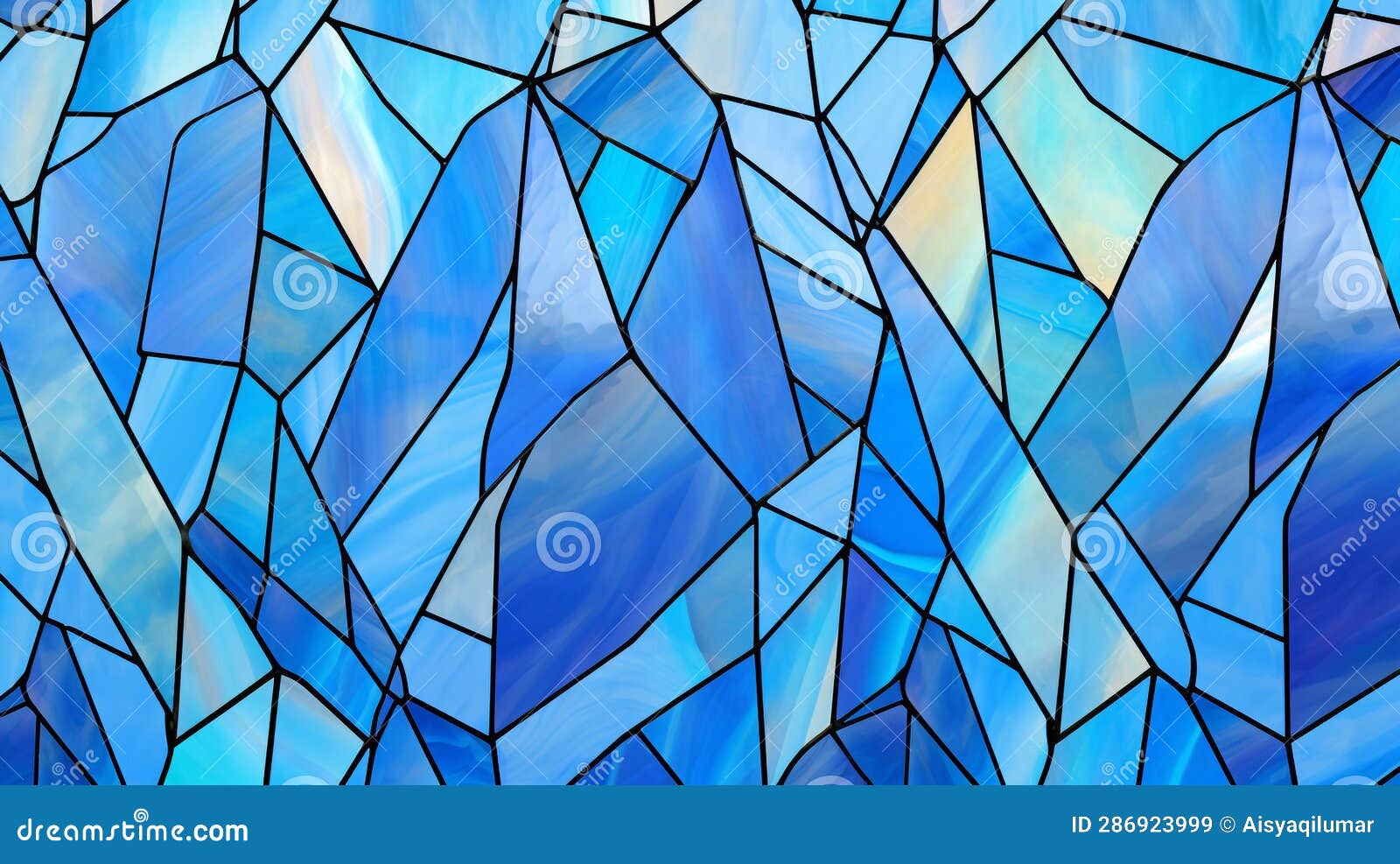 Dark Blue Stain Glass with a Random Abstract Pattern with White Light ...