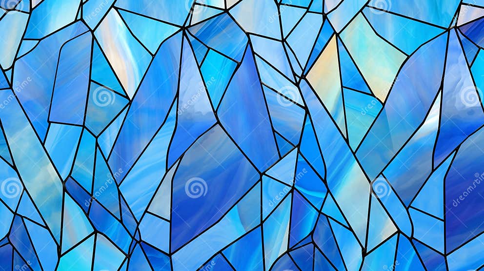 Dark Blue Stain Glass with a Random Abstract Pattern with White Light ...