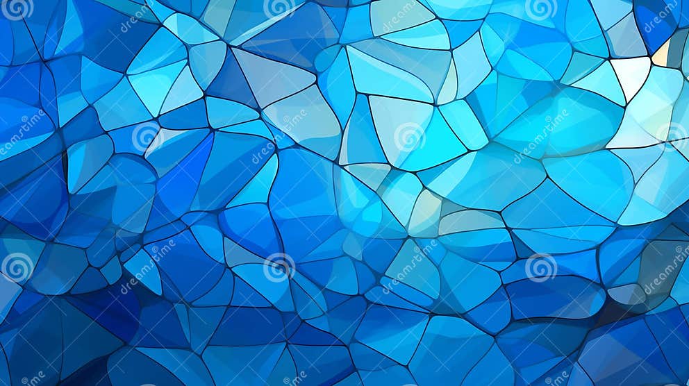 Dark Blue Stain Glass with a Random Abstract Pattern with White Light ...