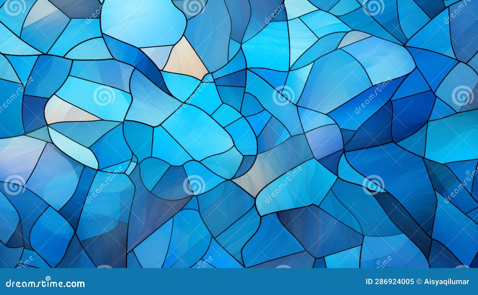 Dark Blue Stain Glass with a Random Abstract Pattern with White Light ...