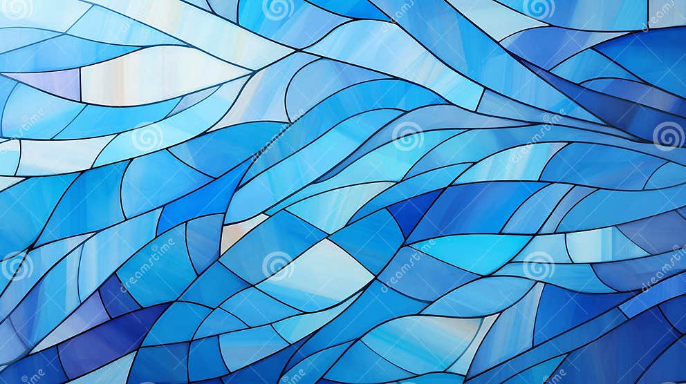 Dark Blue Stain Glass with a Random Abstract Pattern with White Light ...