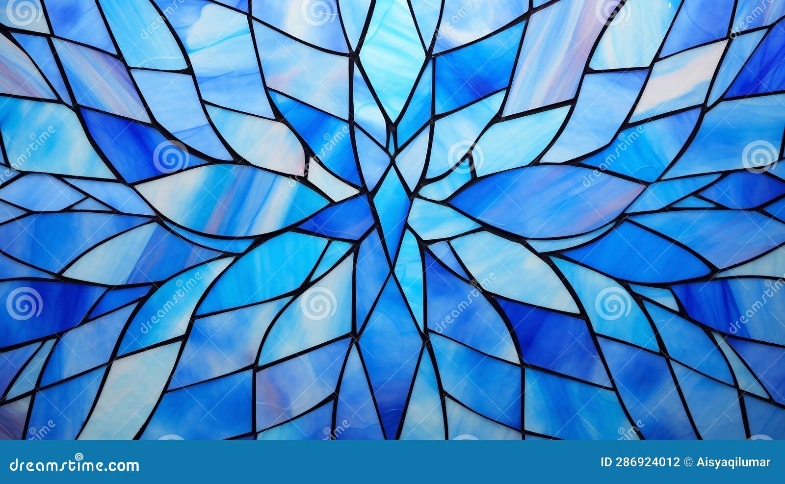Dark Blue Stain Glass with a Random Abstract Pattern with White Light ...