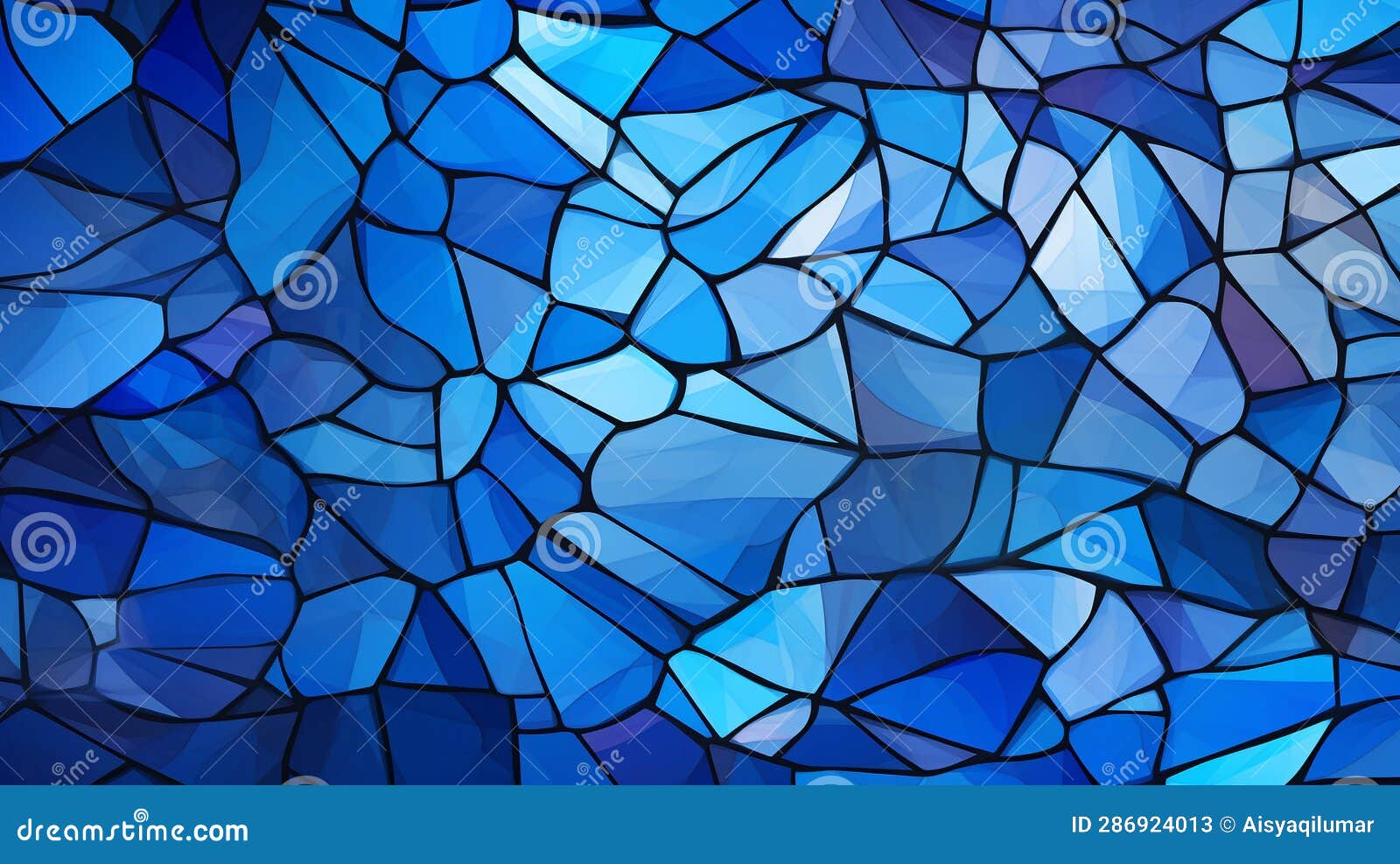 Dark Blue Stain Glass with a Random Abstract Pattern with White Light ...