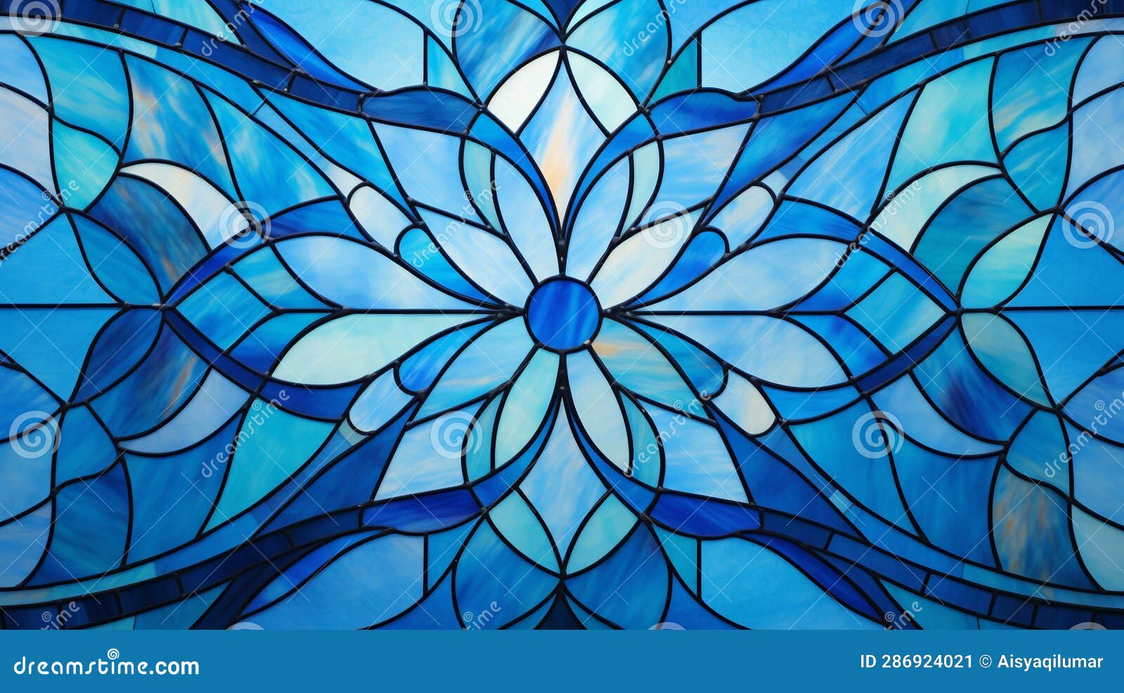 Dark Blue Stain Glass with a Random Abstract Pattern with White Light ...