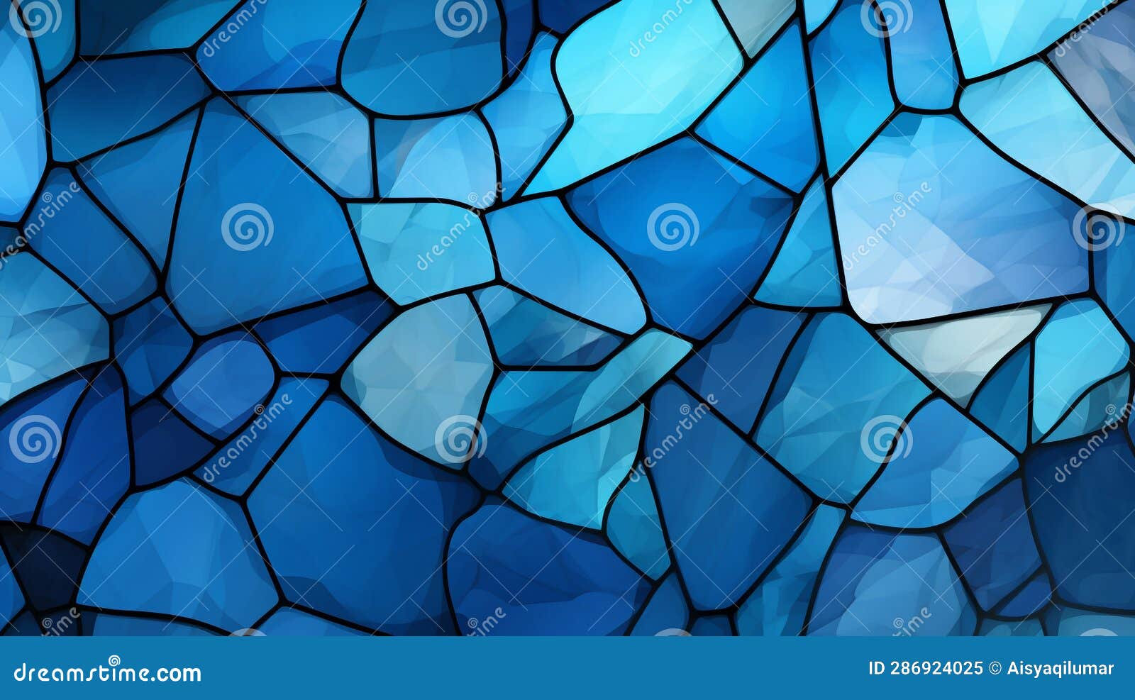 Dark Blue Stain Glass with a Random Abstract Pattern with White Light ...
